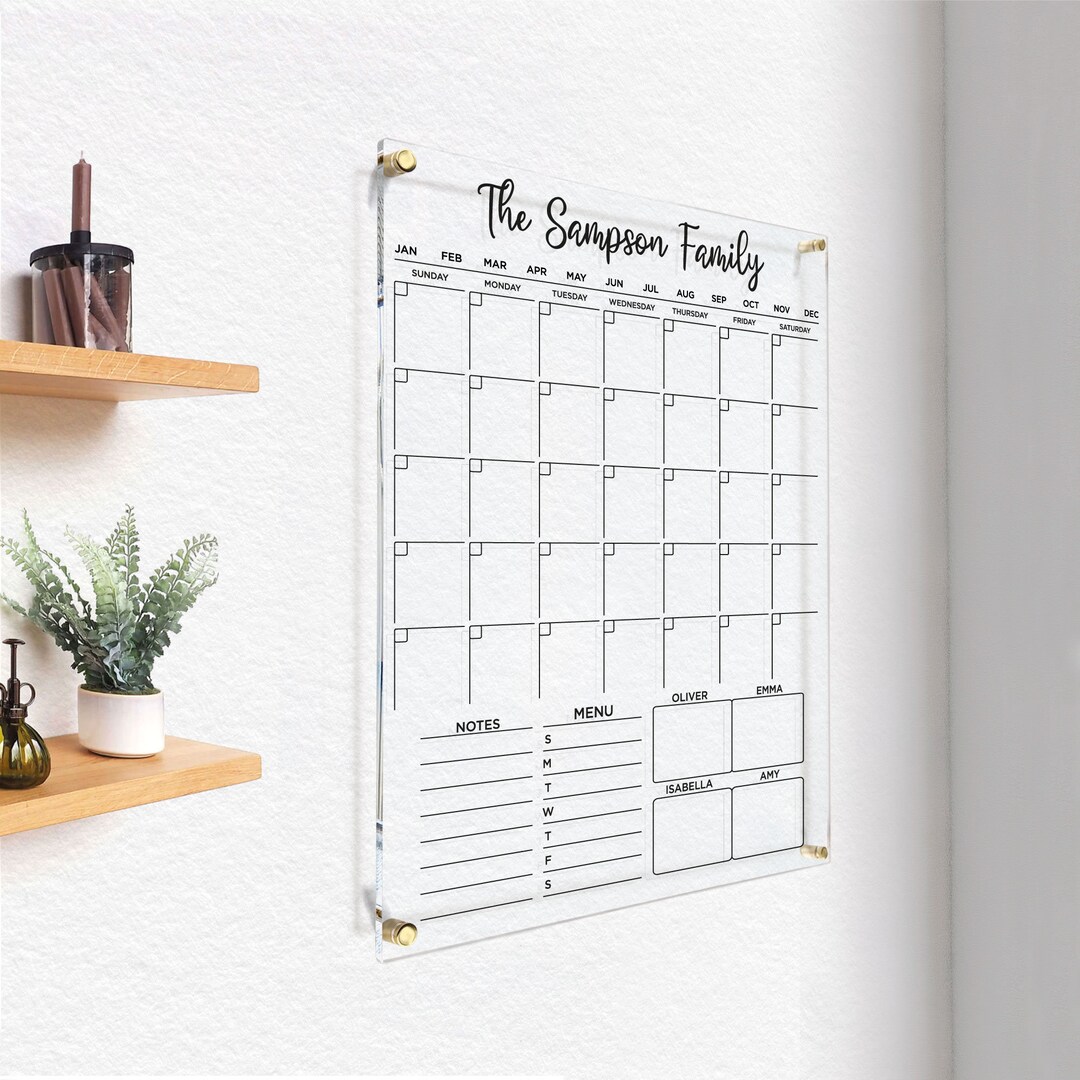 Family Wall Calendar | Acrylic Planner | Monthly Calendar 2025 | Memo ...