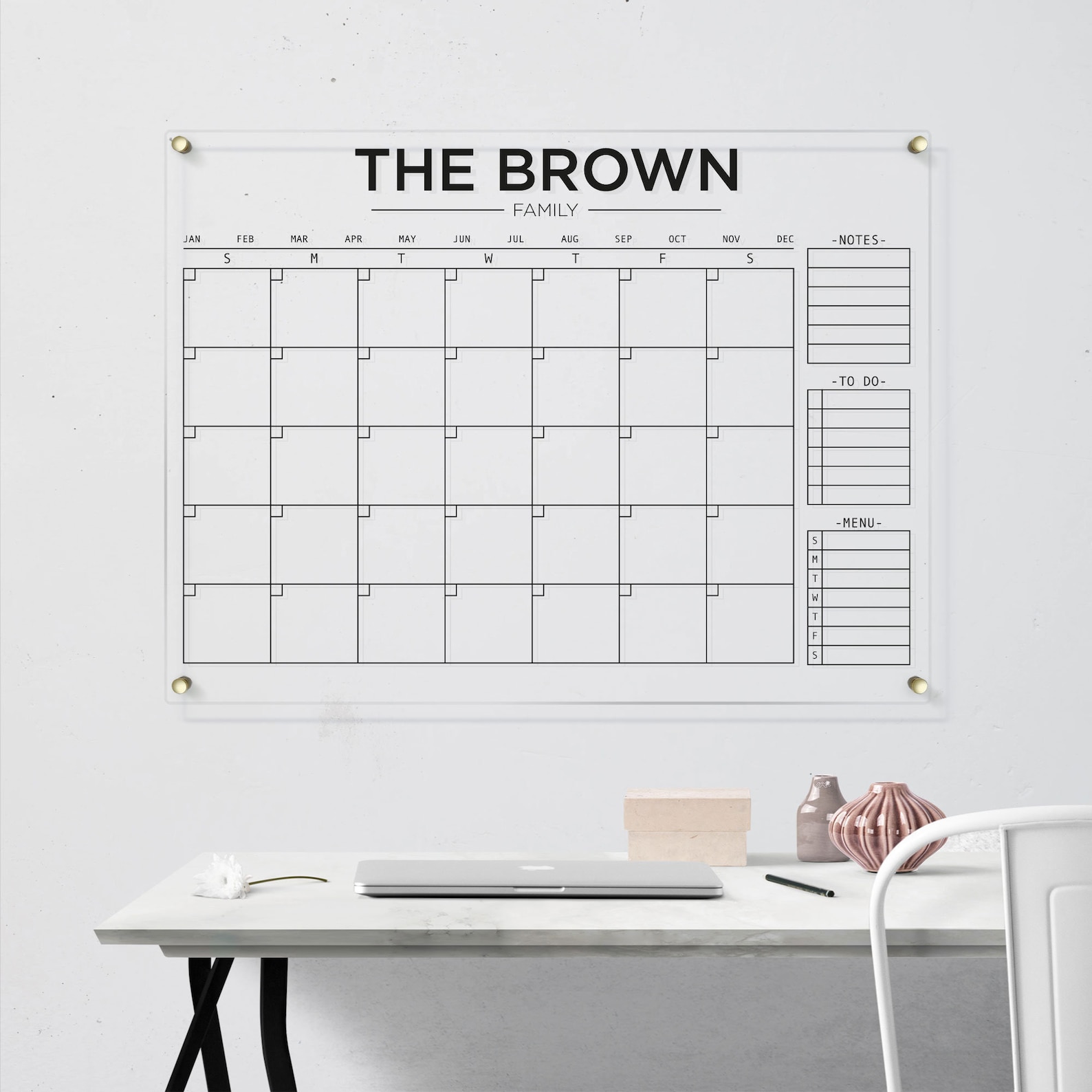 Personalized Acrylic Family Calendar | Dry Erase Wall Planner - Etsy
