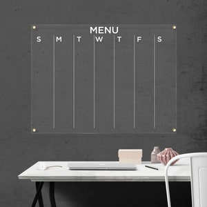 Acrylic Weekly Menu Board | Personalized Dry Erase Planner - Etsy