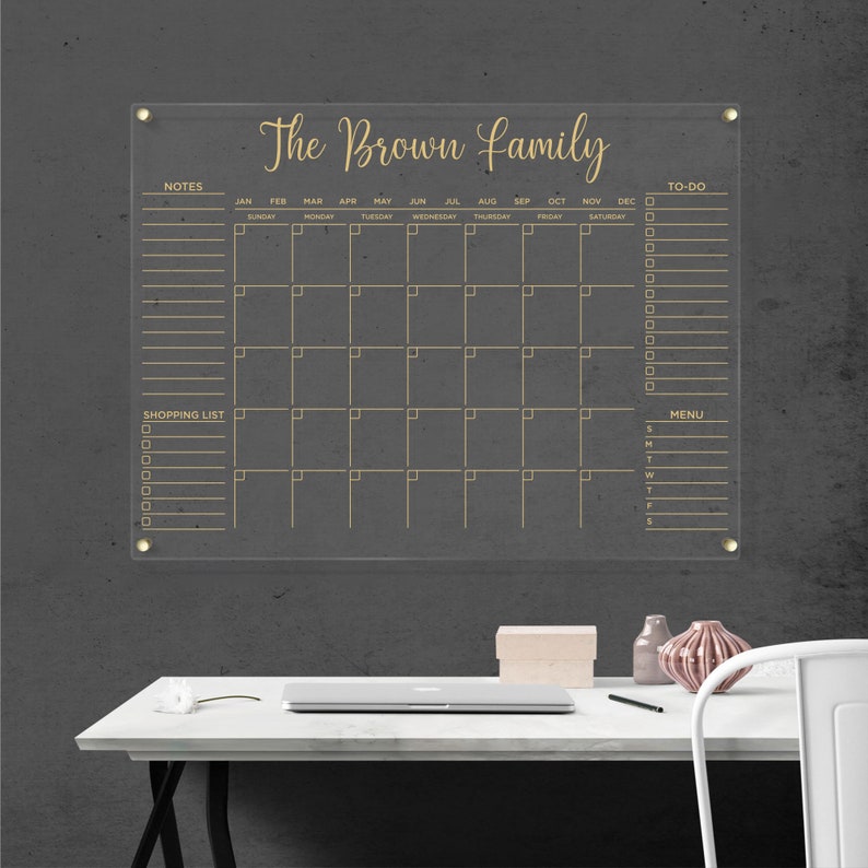 Acrylic Wall Calendar Personalized Family Planner Monthly - Etsy