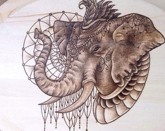 Realistic Elephant Pyrography Art - Etsy