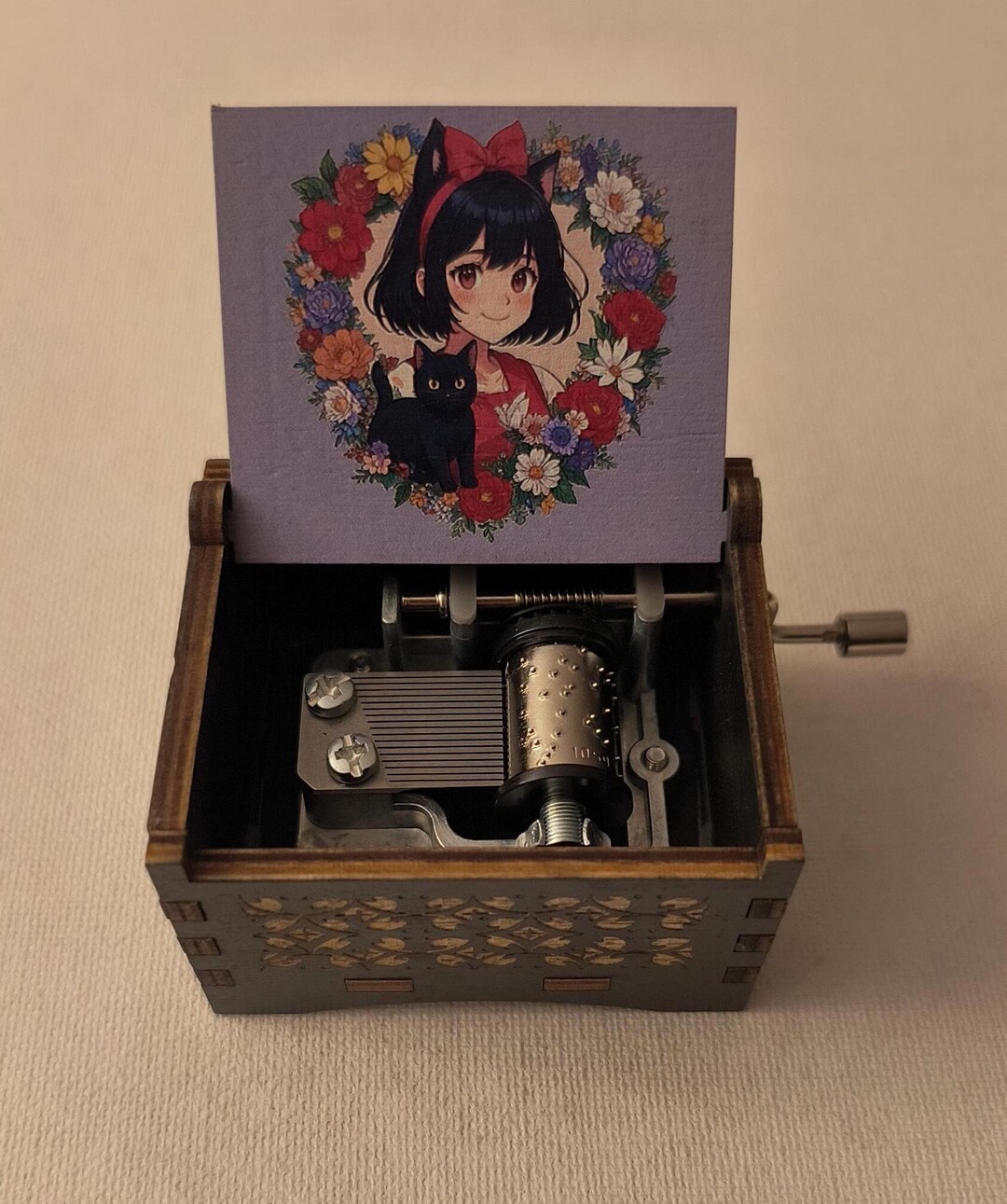 Anime Music Box, Handmade Wooden Engraved Box - Cute Gift for Anime ...