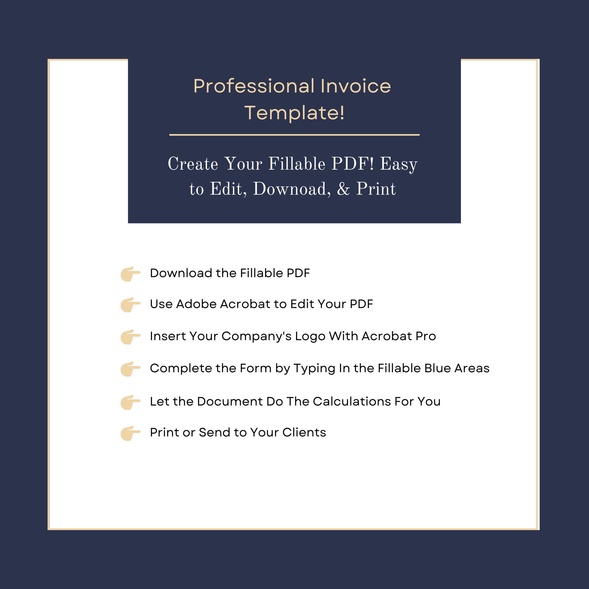 Fillable Invoice Form | Editable PDF | Automatically Calculates Totals ...