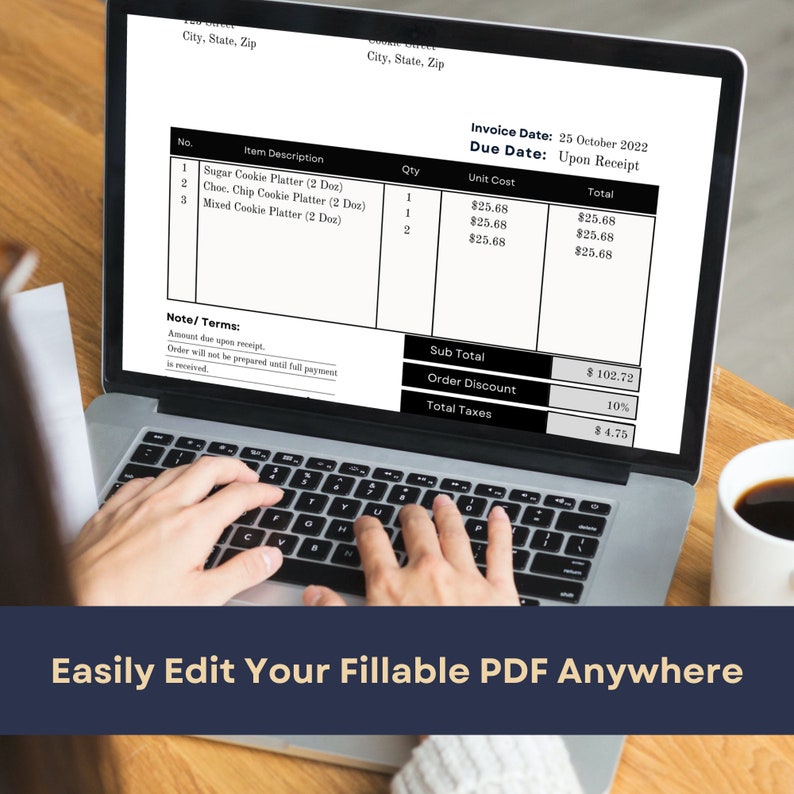 Fillable Invoice Form | Editable PDF | Automatically Calculates Totals ...
