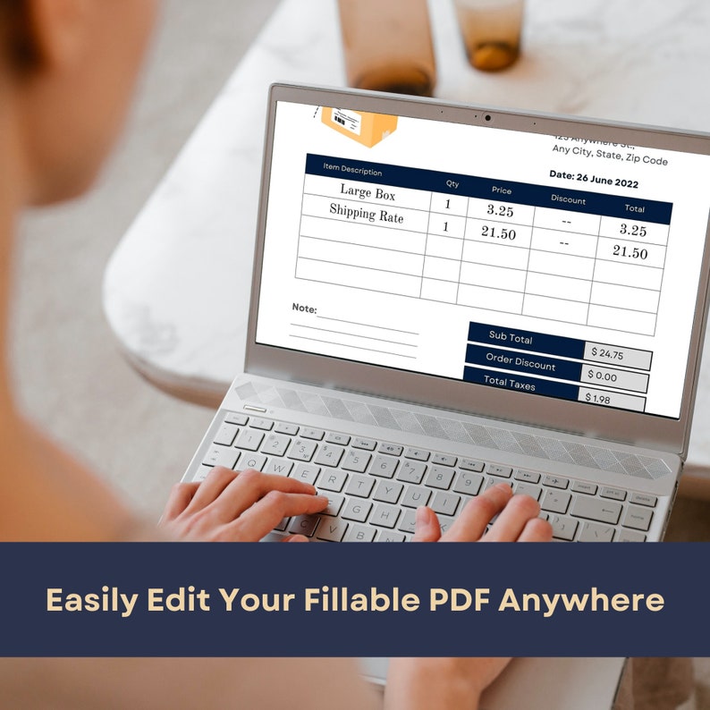 Fillable Invoice Form | Editable PDF | Automatically Calculates Totals ...