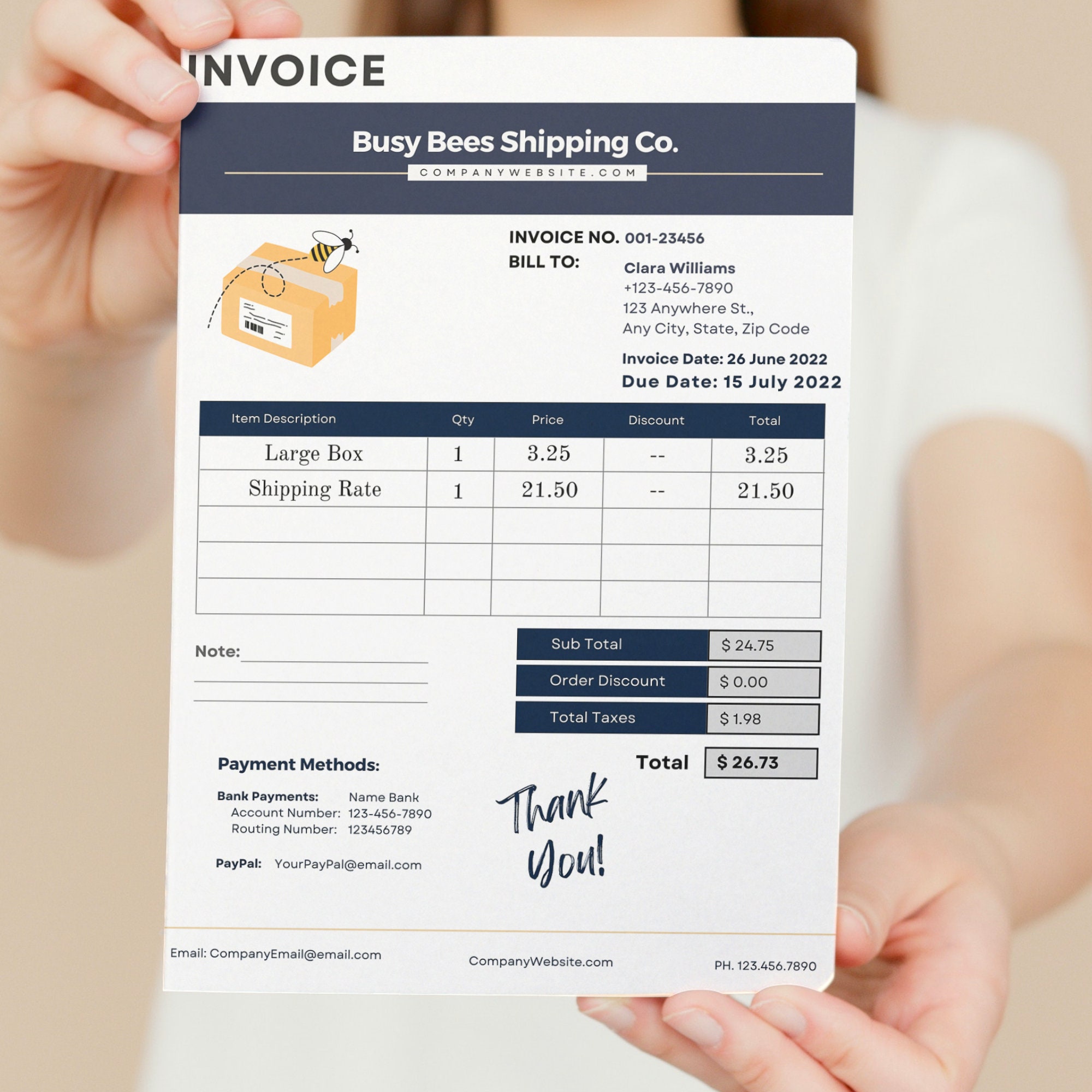 Fillable Invoice Form | Editable PDF | Automatically Calculates Totals ...