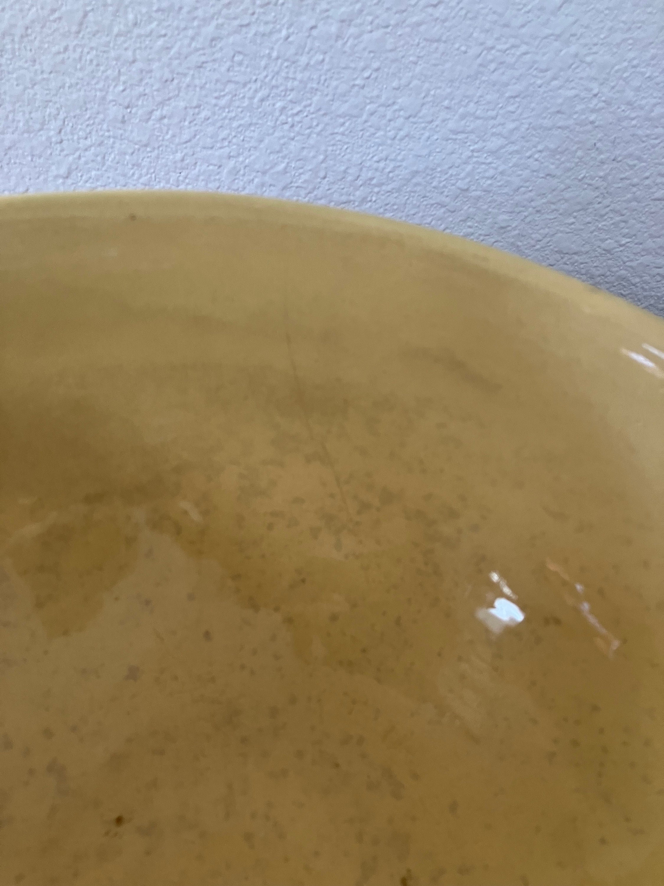 Antique Weller Pottery Large 12 Yellow Ware Brown Stripes Mixing Dough ...