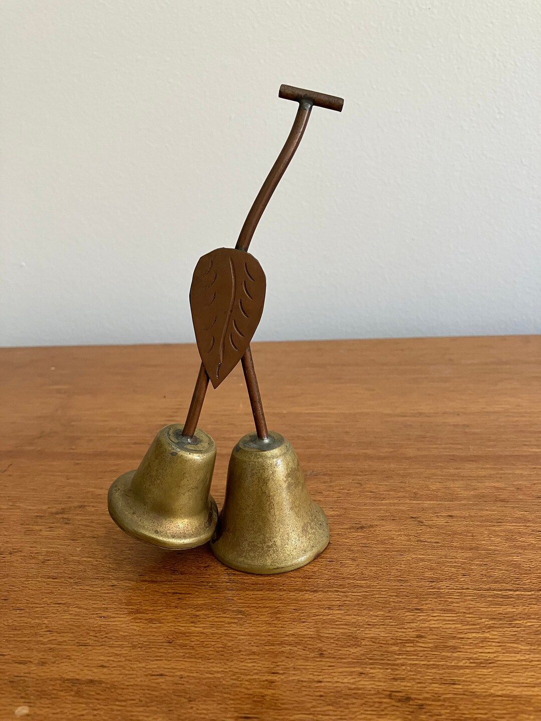 Vintage Brass Handbell Two Bells With Leaves on Handle - Etsy