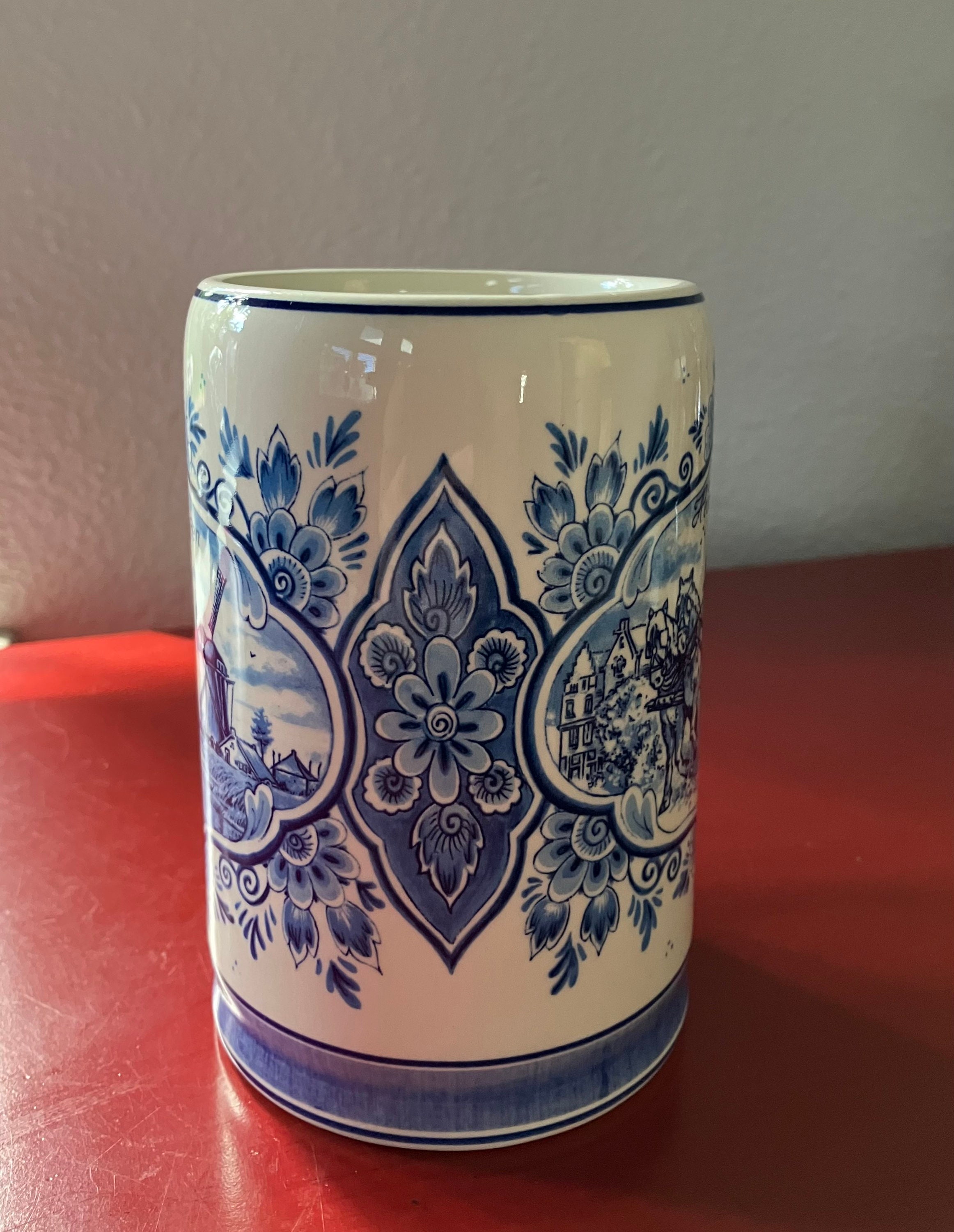 Vintage Hand Painted Delft Blue and White Heineken Stein, Dutch Ceramic ...