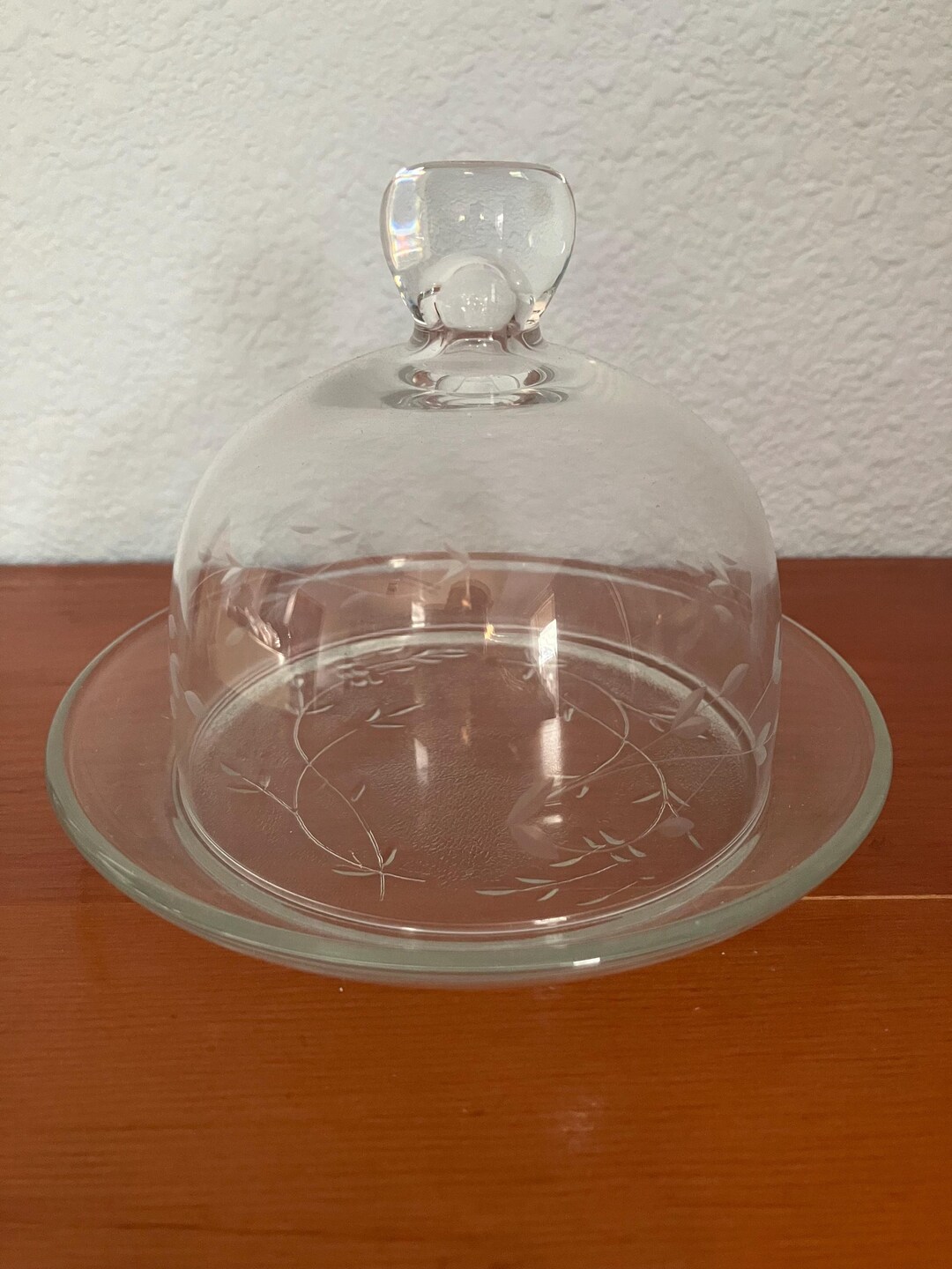 Princess House Heritage Butter Dish: Etched Floral Glass Dome - Etsy
