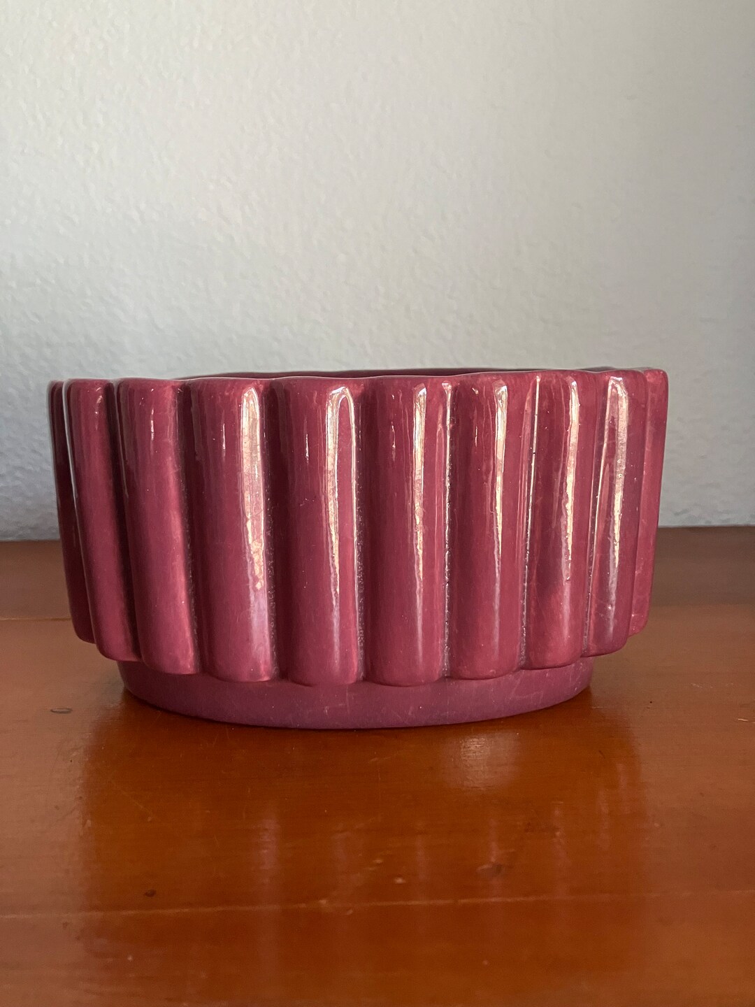 MCM Frank Moreno Ceramics Mauve Oval Ribbed Planter USA - Etsy