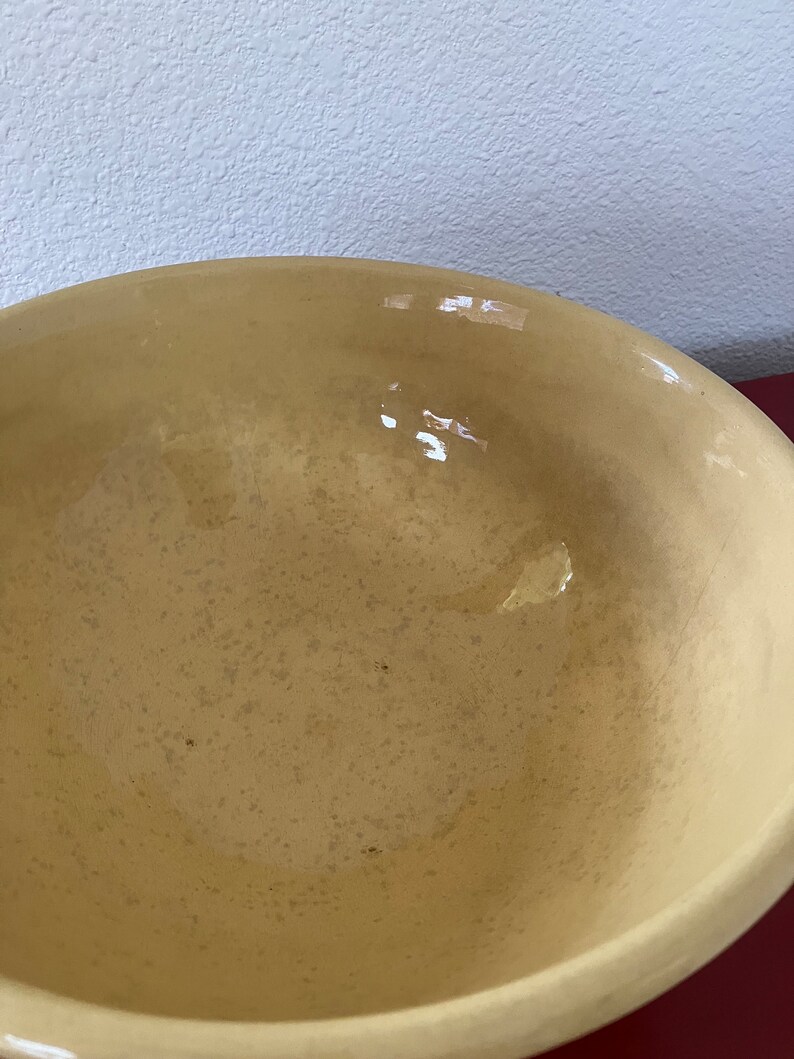 Antique Weller Pottery Large 12 Yellow Ware Brown Stripes Mixing Dough ...