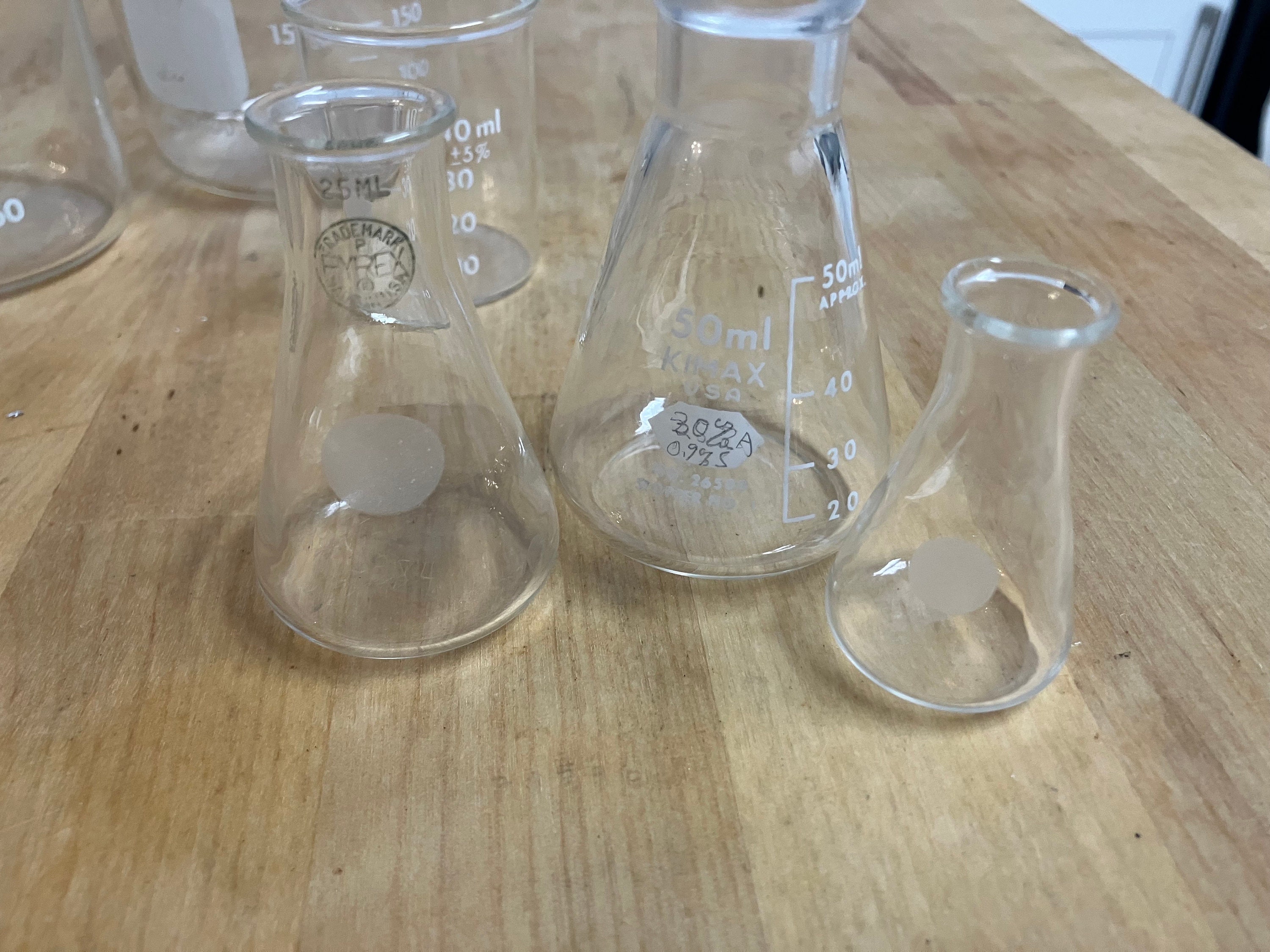 Set of 6 Vintage Pyrex Beakers and Kimax and Pyrex Erlenmeyer Flasks - Etsy
