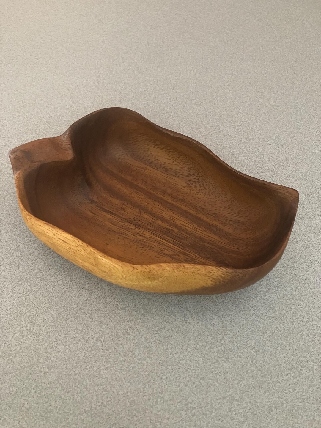 Vintage Hawaii Blair Monkey Pod Wood Serving Bowl Leaf Shaped Trinket ...