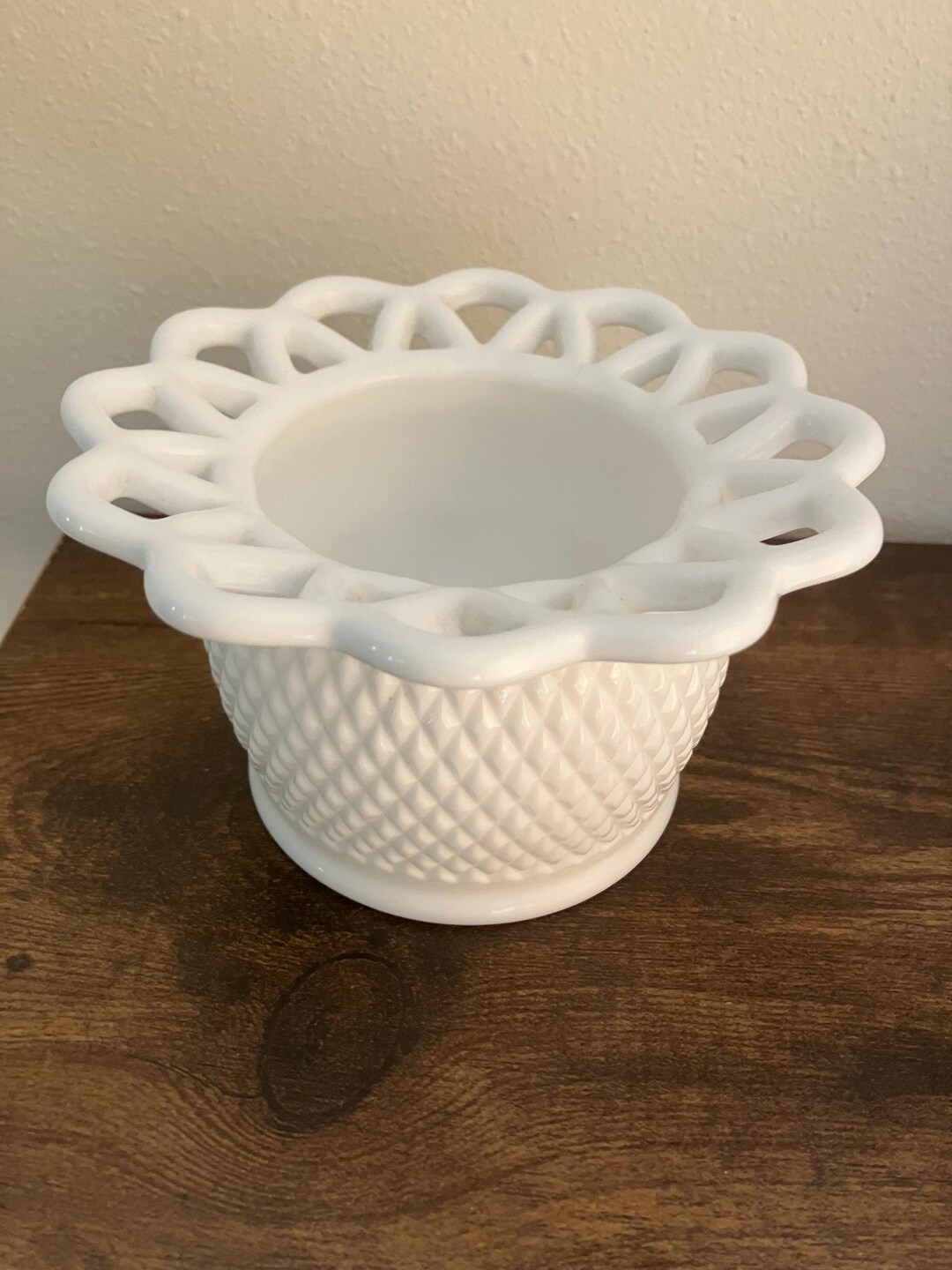 Vintage Imperial Glass Milk Glass Compote Planter Dish Centerpiece With ...