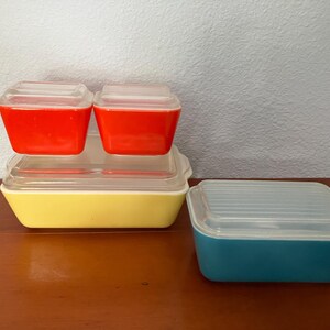 Pyrex Primary Colors Refrigerator Dish Set, 1950's Vintage Pyrex ...