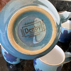 Denby-langley Pottery Azure Curved Mug in Discontinued Daisy Motif 2005 ...