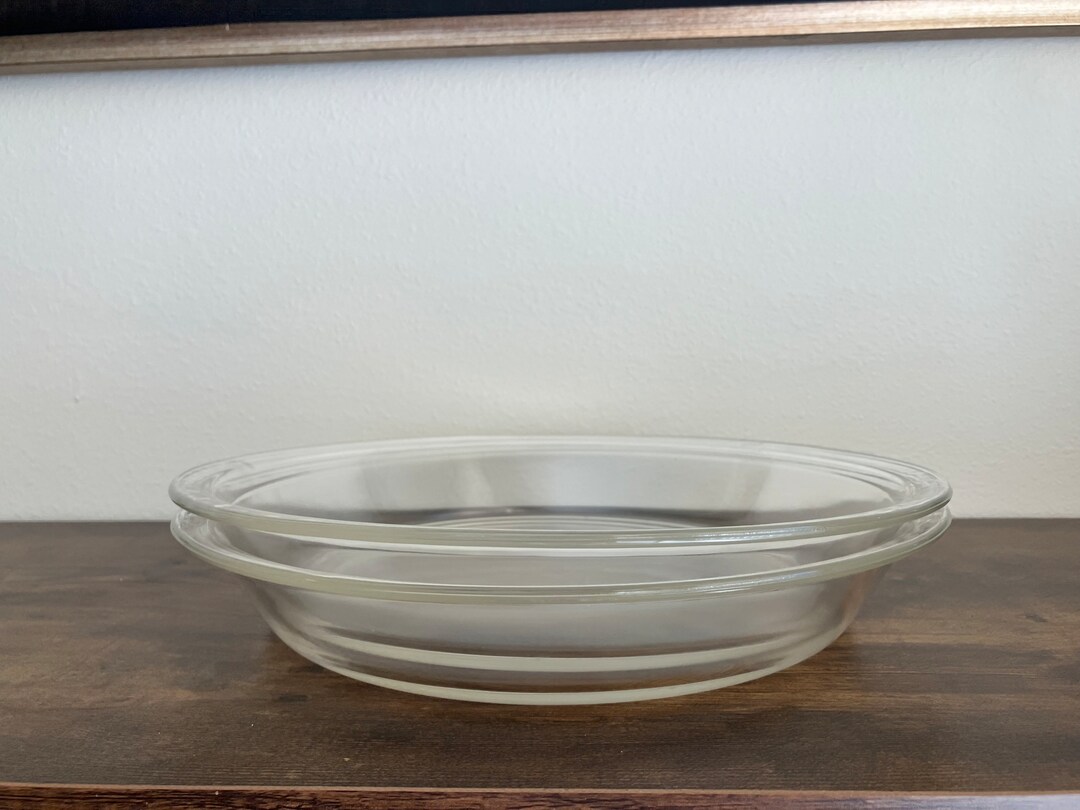 2 Vintage Pyrex Deep Dish Clear Glass 10 Inch Pie Baking Dishes 210 ...