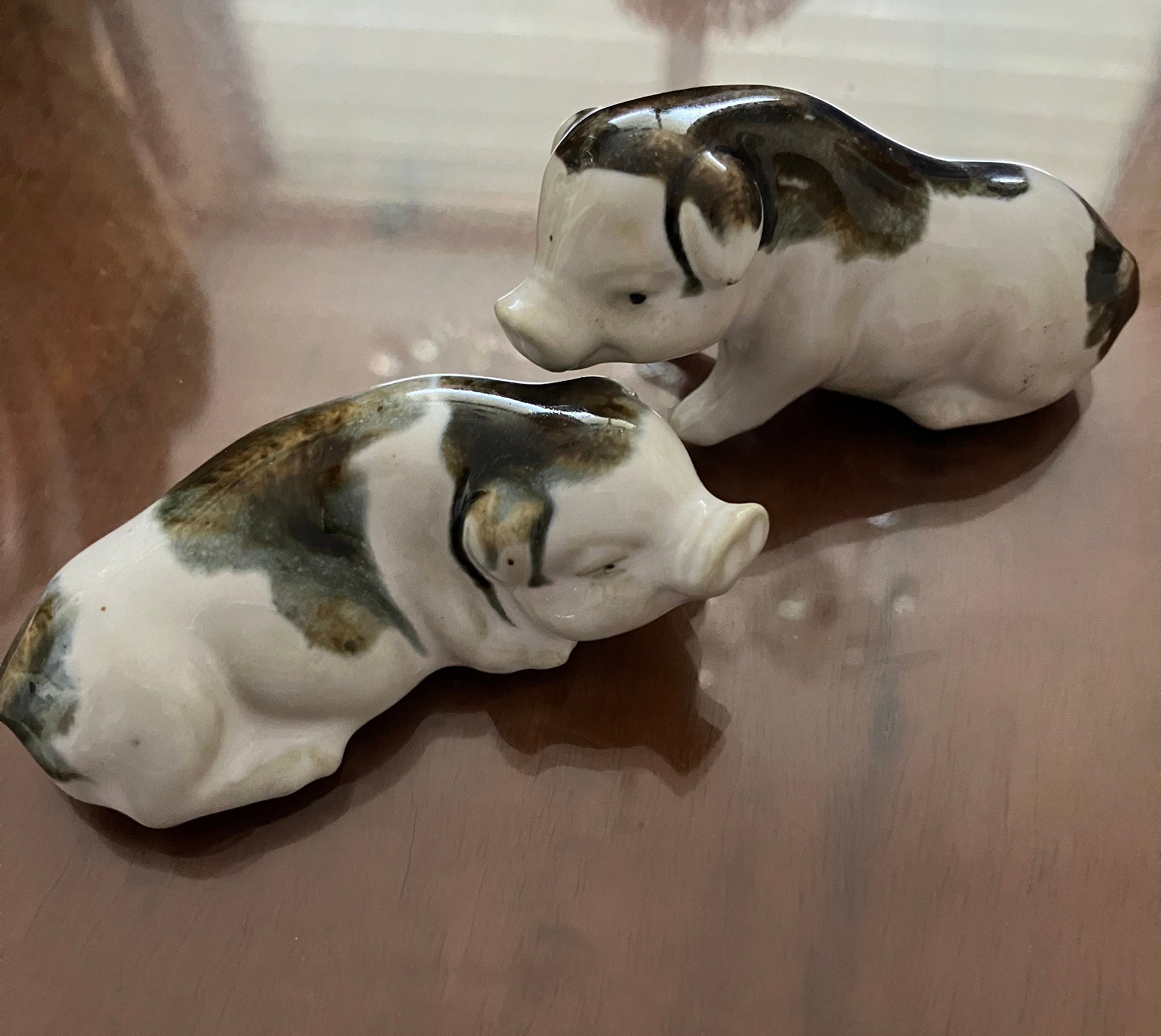 Vintage Hand Painted Porcelain Cute Pig Figurines - Etsy