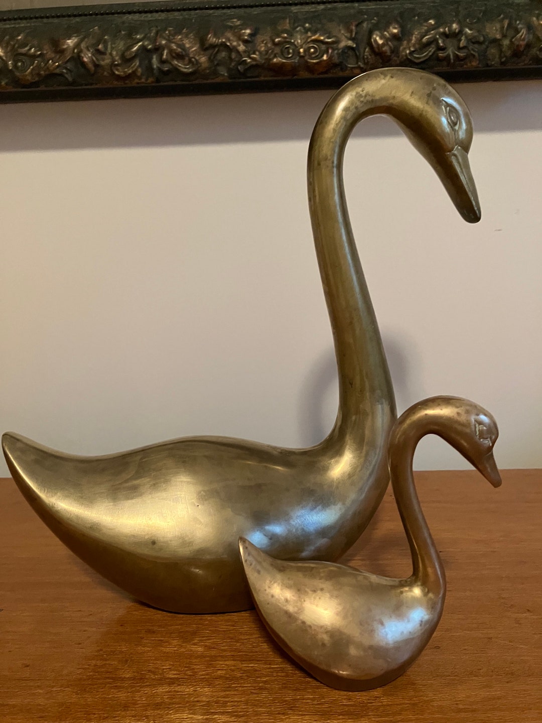 Large Vintage Brass Swan 12" Tall MCM Brass Swan Figurine - Etsy