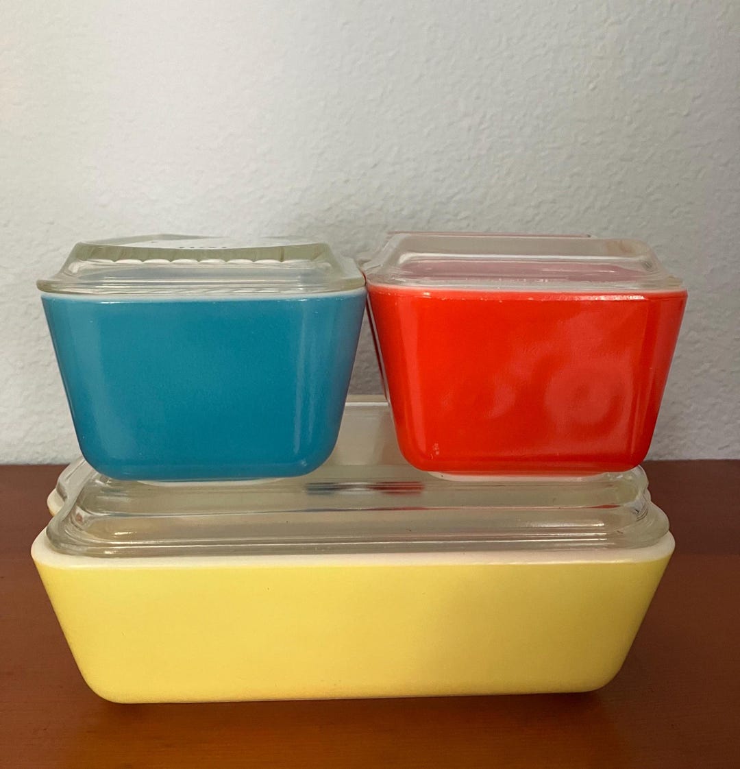 Pyrex Primary Colors Refrigerator Dish Set, 1950's Vintage Pyrex ...