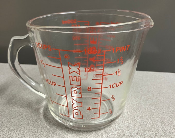 Vintage Pyrex 2 Cup Glass Measuring Cup, d Handle, Red Letters, 516 - Etsy