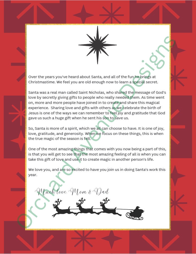 Christian- is Santa Real Letter to Kids Explaining Santa Printable - Etsy