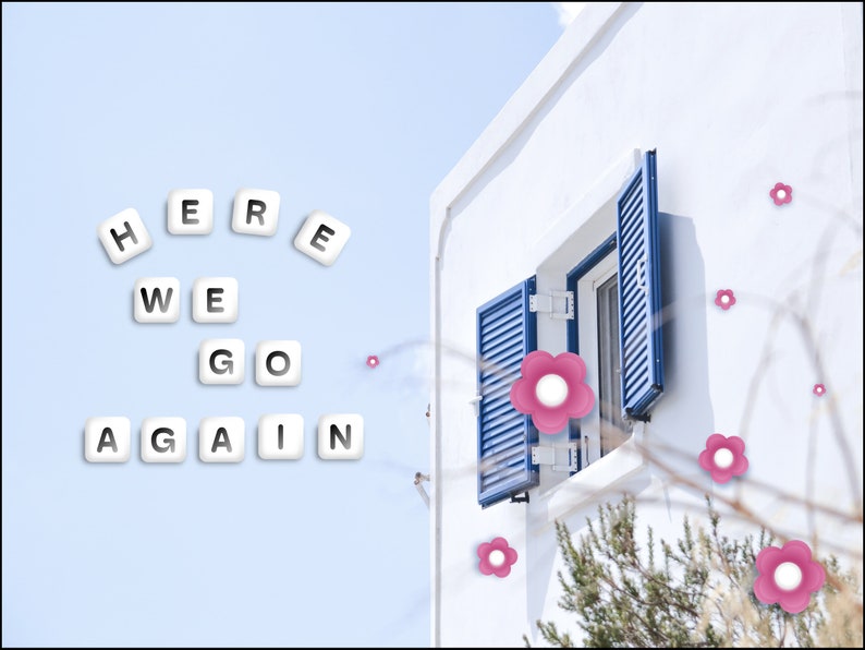 Here We Go Again Blue retro Illustration Wall Art - Etsy