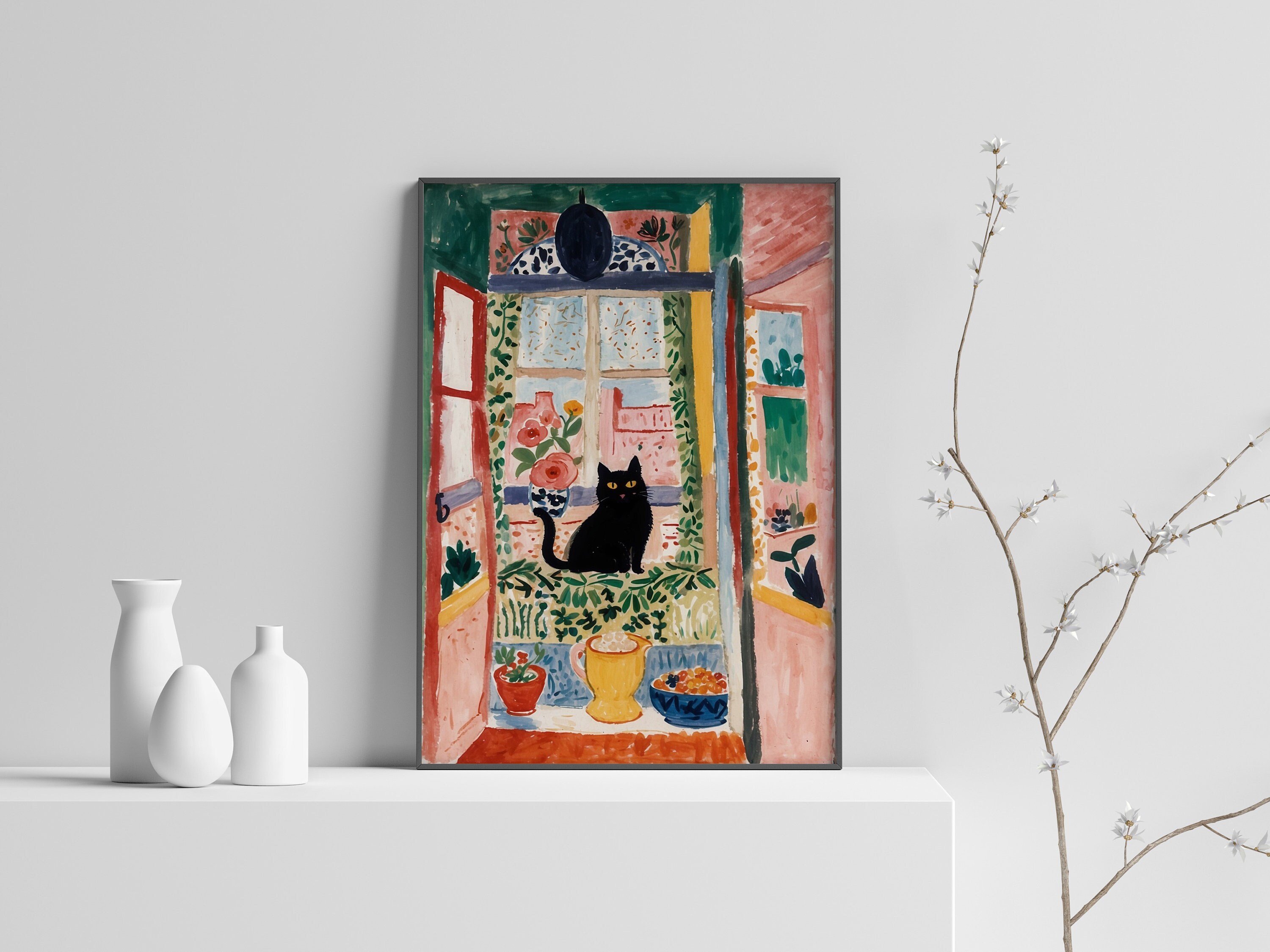 Henri Matisse Open Window Cat Poster Black Cat Print Black Cat Art Cat ...