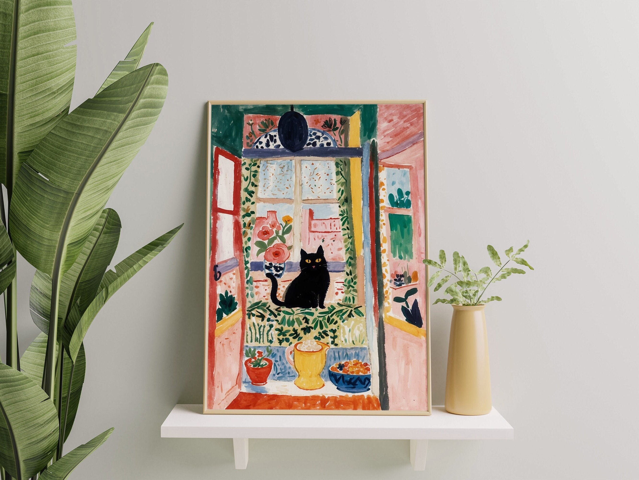 Henri Matisse Open Window Cat Poster Black Cat Print Black Cat Art Cat ...