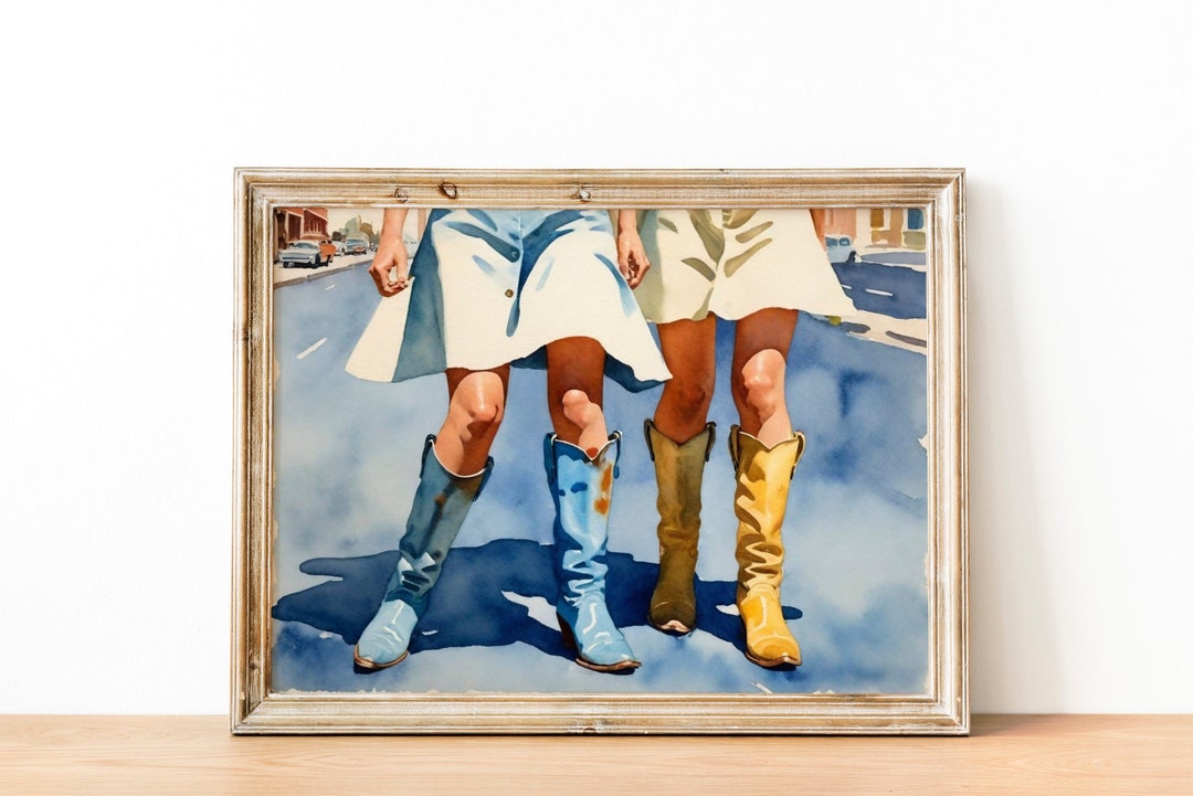 Retro Cowgirl Poster Retro Western Print Cowgirl Boots Print Long Live ...