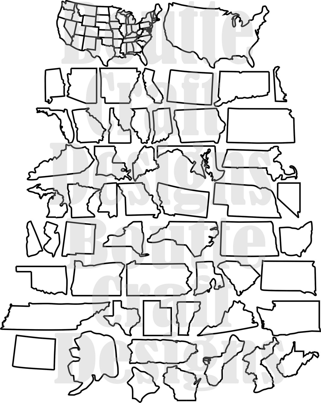 States SVG File Download, United States SVG Bundle Outline Files ...