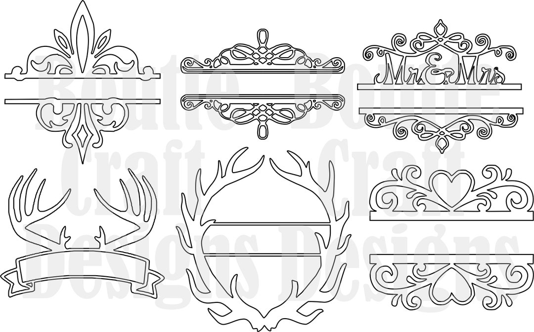 Last Name Frame SVG File Download, Name Monogram SVG Bundle Outline ...