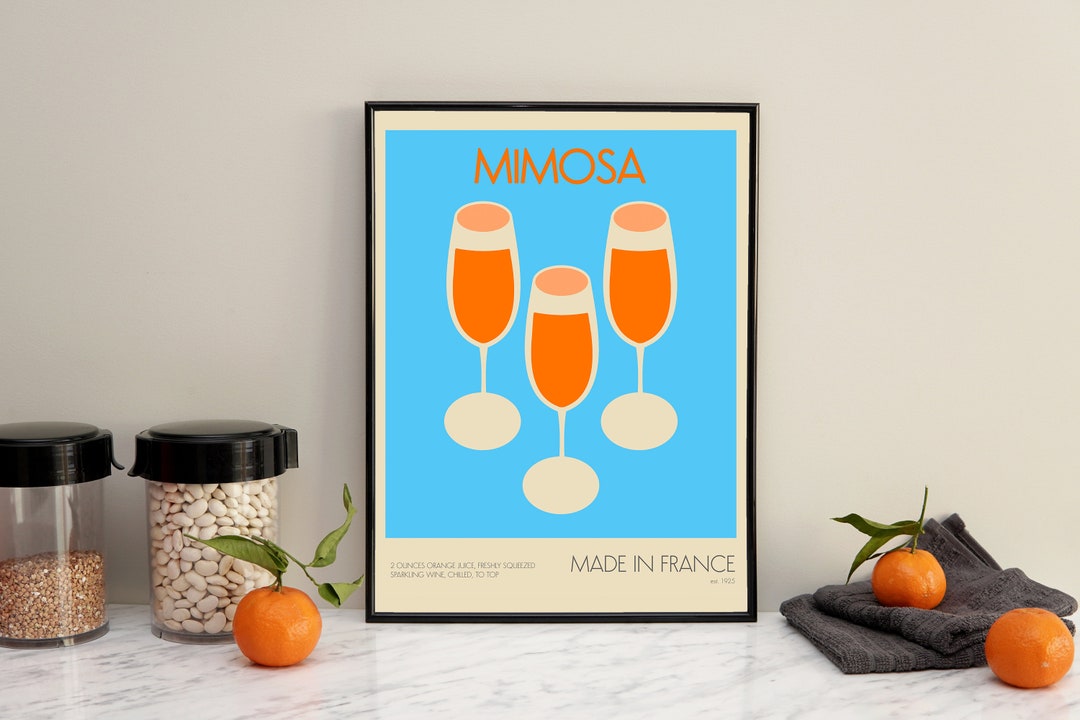 Mimosa Printable Poster, Retro Drink Poster, Kitchen Downloads, Digital ...
