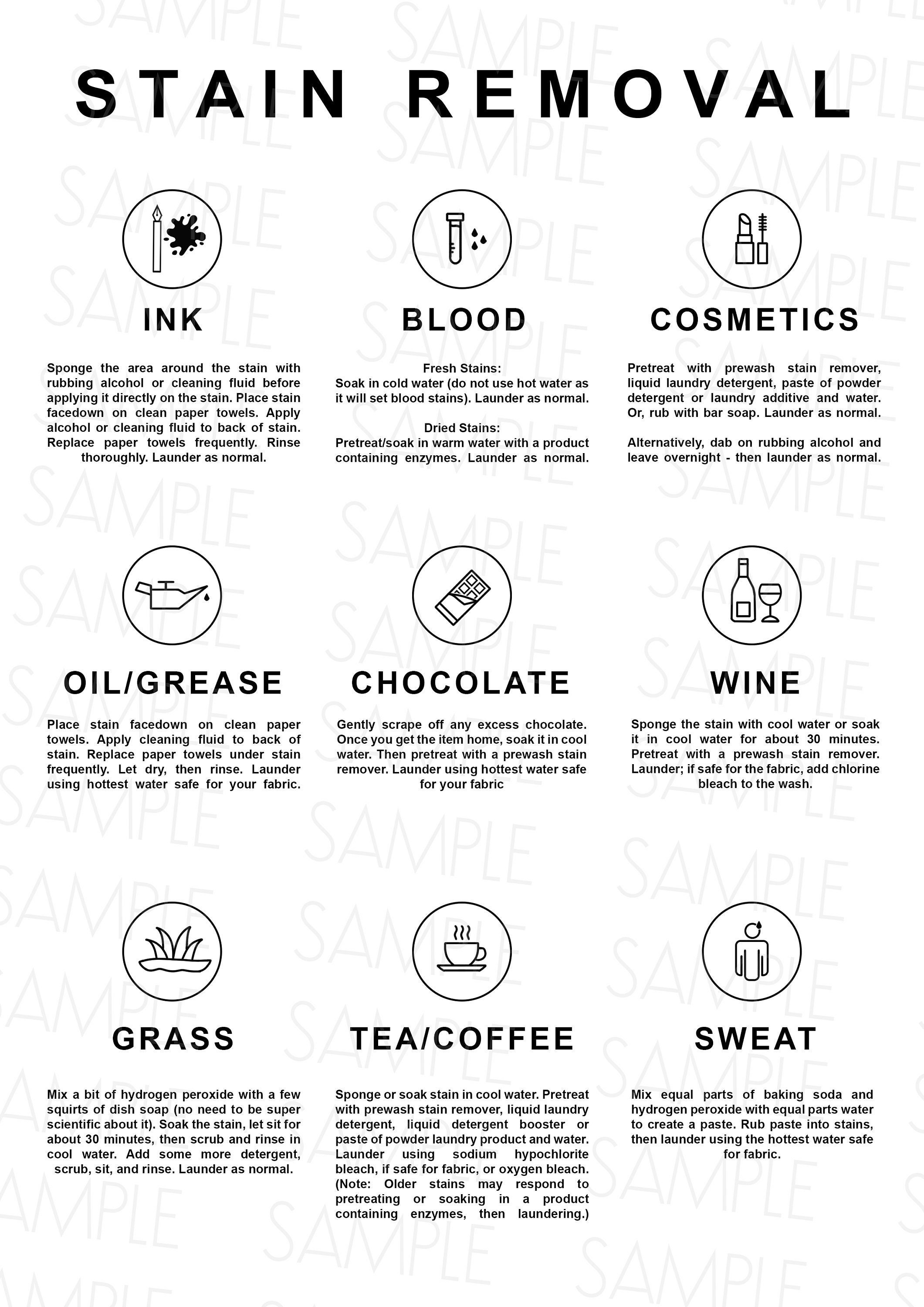 Stain Removal Guide, Stain Removal Chart, Laundry Room Downloads ...