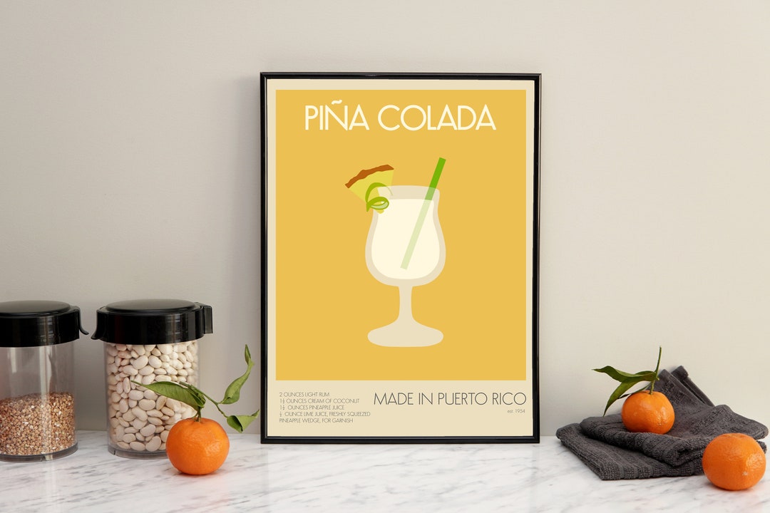 Pina Colada Printable Poster, Retro Drink Poster, Kitchen Downloads ...