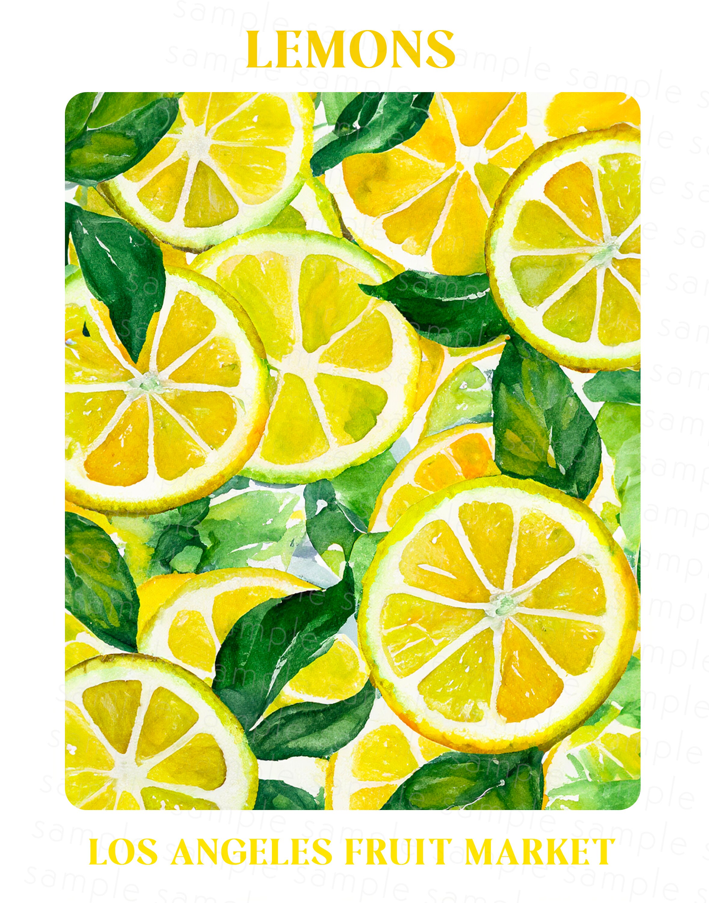 Lemons Fruit Market Printable Poster, Retro Fruit Poster, Kitchen ...