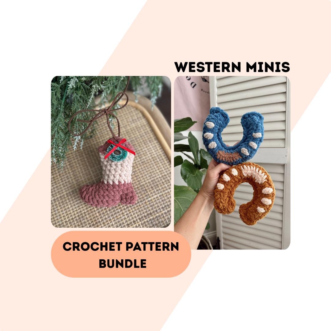 Western Crochet Pattern Bundle: Cowboy Boot & Horseshoe Ornaments (PDF ...