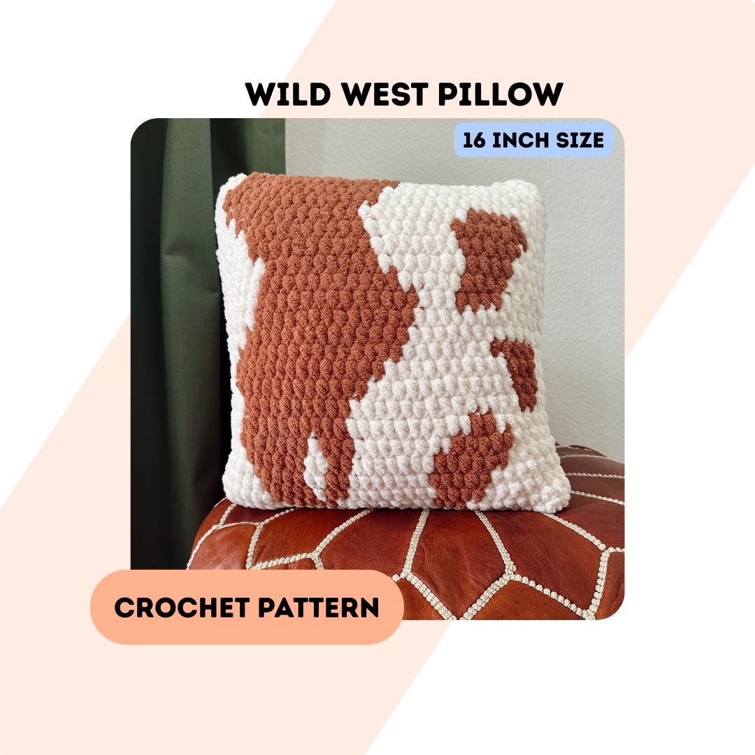 16 X 16 Wild West Pillow Crochet PATTERN | Large Size | Crochet Pillow ...
