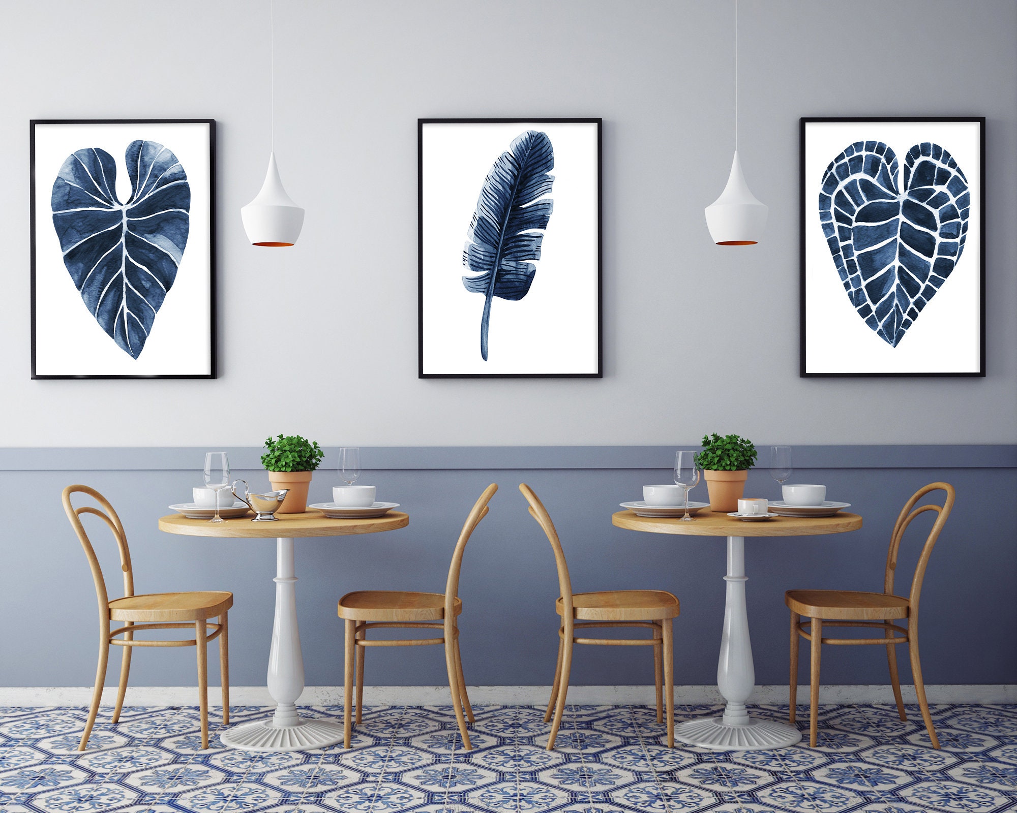 Botanical Prints, Plant Digital Art, Set of 3 Printable Wall Art, Leafy ...