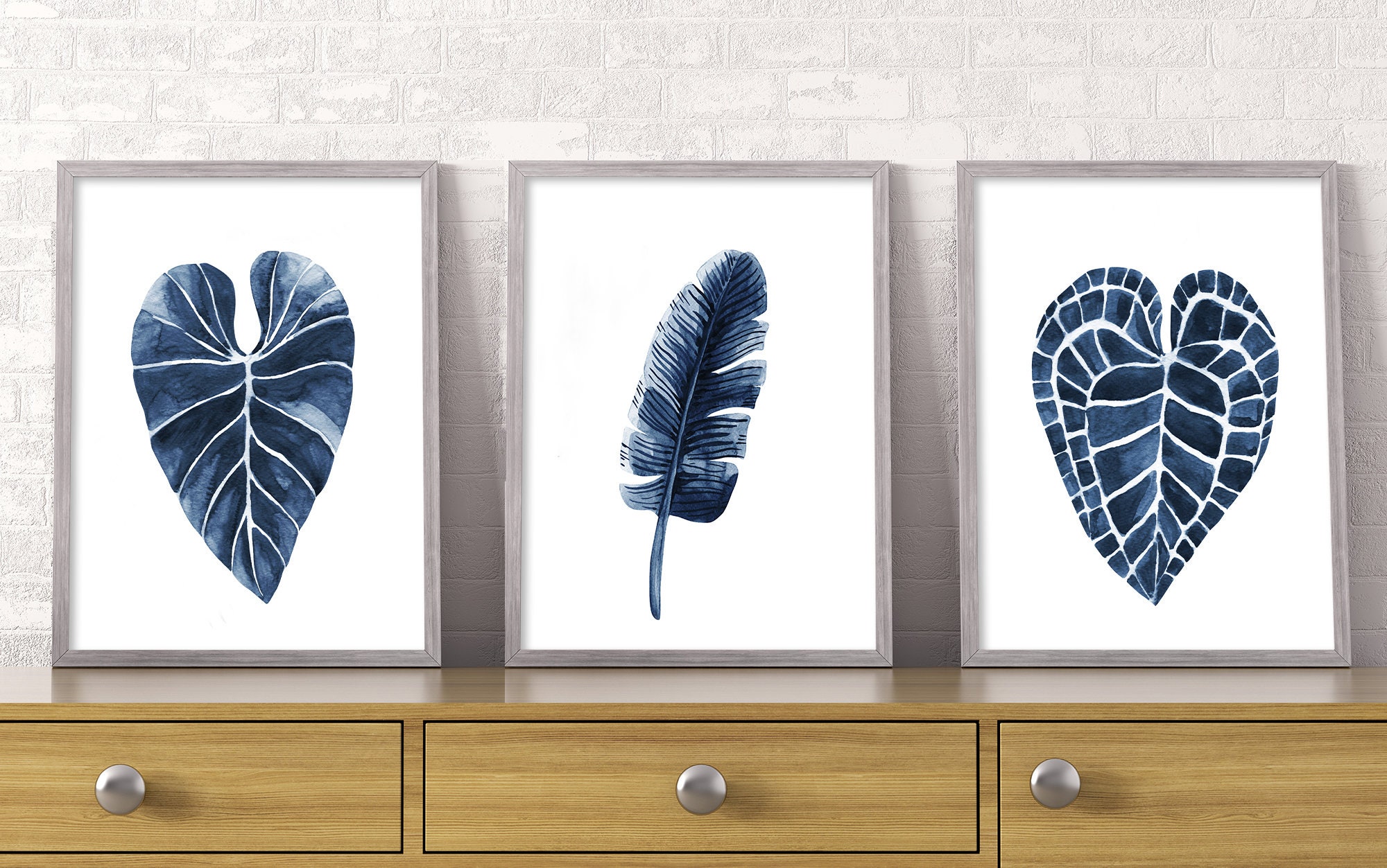 Botanical Prints, Plant Digital Art, Set of 3 Printable Wall Art, Leafy ...