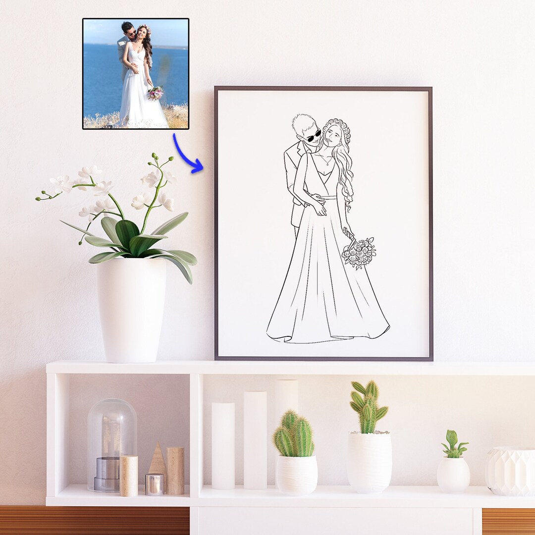 Custom Line Portrait From Photo, Personalized Line Drawing, Digital ...