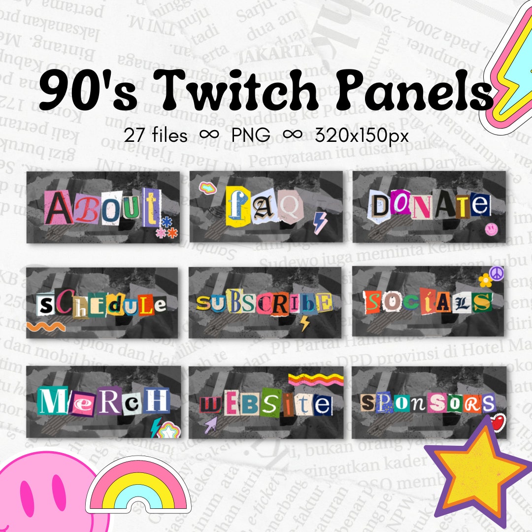 27x Twitch Panels for Streamer Channels | Pngs | 90s | Retro | Stickers ...