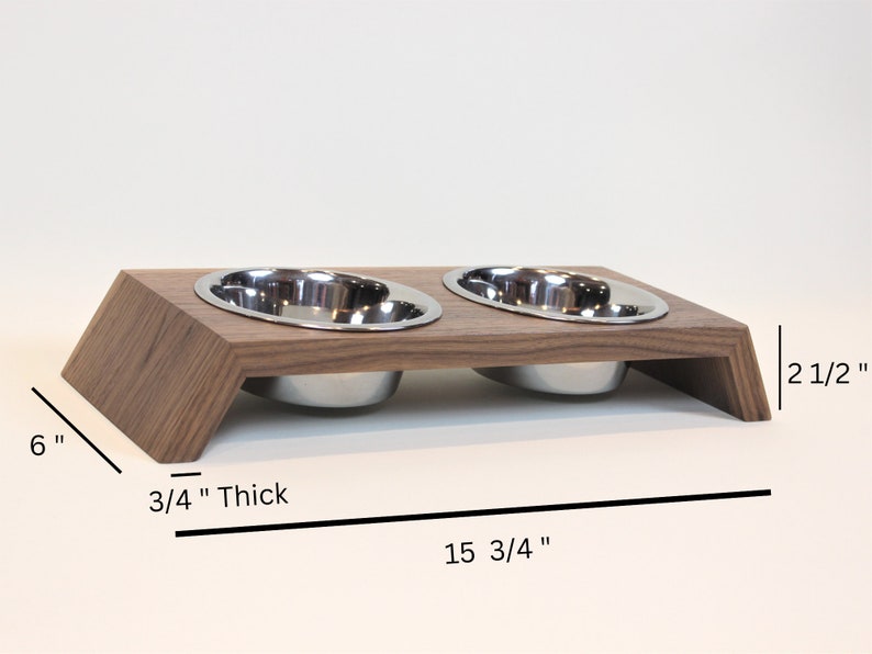 Modern Hardwood Pet Food Stand With Stainless Steel Dishes Included ...