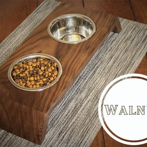 Modern Hardwood Pet Food Stand With Stainless Steel Dishes Included ...