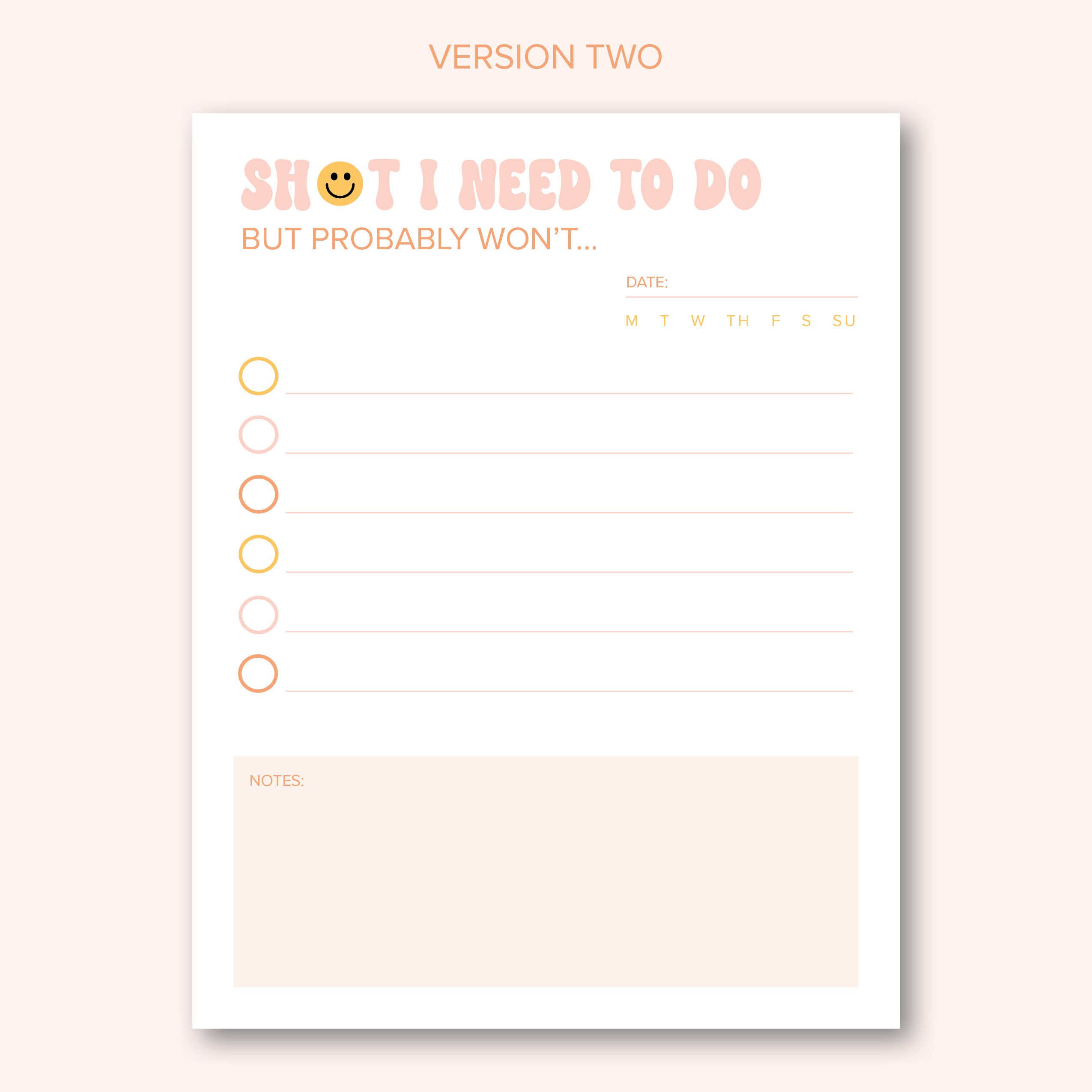 Funny to Do List, Task List, Printable, Fillable List Template ...
