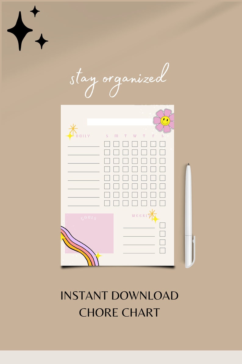 Chore Chart | Chore Chart for Kids Teens | Daily Planner | Planner for ...