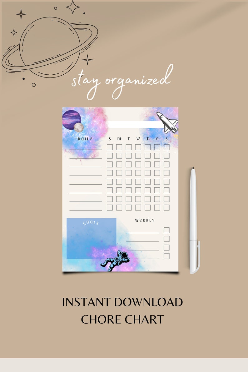 Chore Chart Chore Chart for Kids Daily Planner Planner for Kids Planner ...