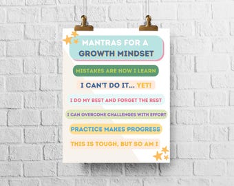 Growth Mindset Poster | Therapy Office Decor | Classroom Poster ...
