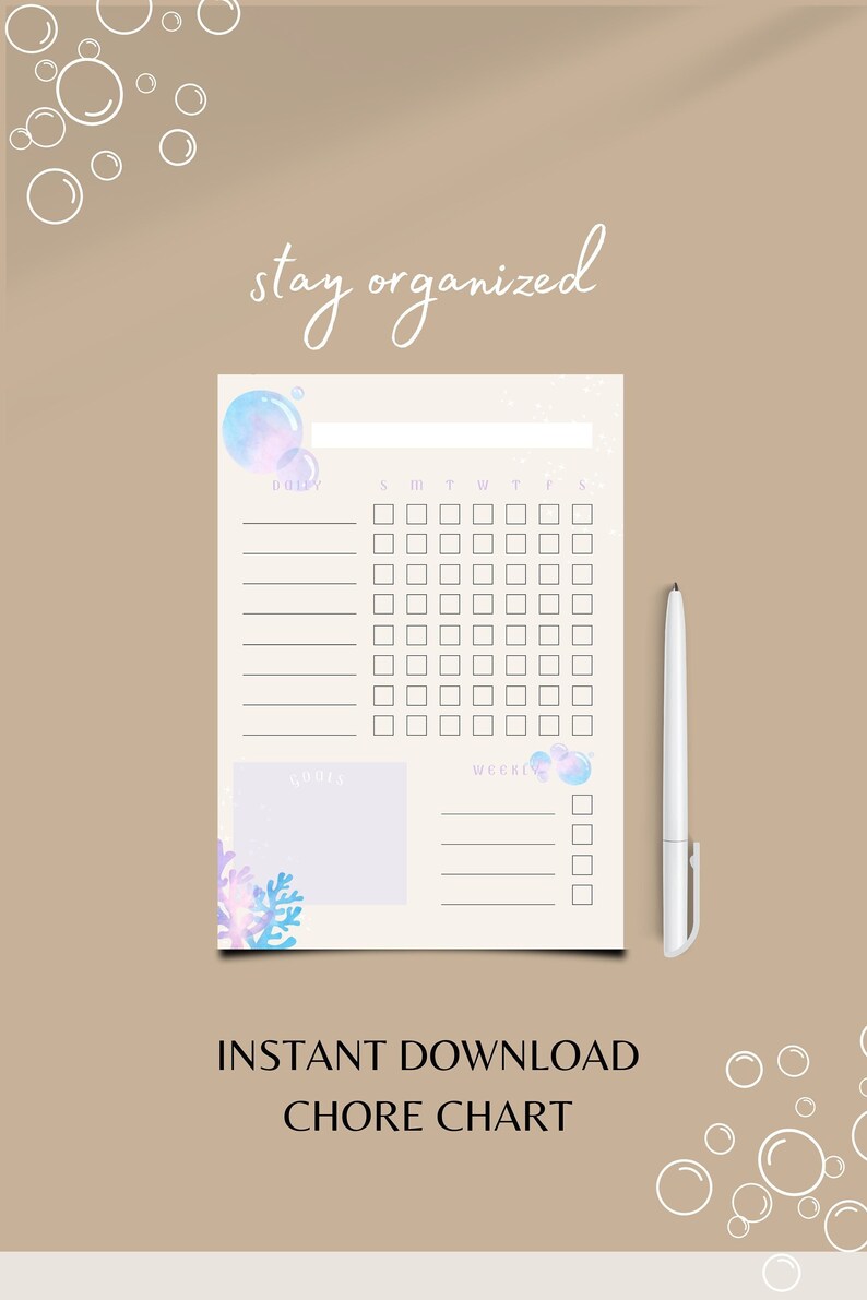 Chore Chart Chore Chart for Kids Daily Planner Planner for Kids Planner ...
